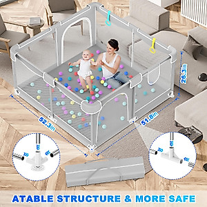 Baby Playpen, Playpen for Babies with Breathable Mesh and Zipper Gates, Indoor & Outdoor Play Pens for Kids Activity Center with Anti-Slip Base, Sturdy Safety Playpen, Kid's Fence for Infants