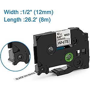 6-Pack Compatible with Brother P Touch TZe TZ Label Tape 12mm 0.47 Laminated (White/Clear/Red/Blue/Yellow/Green) for Ptouch PT-D210 PT-H110 PT-D220 PTD400 PTD410 Label Maker, Anycolor