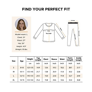 INNERSY Girls Thermal Underwear Lightweight Long Base Layer Sets 1 Pack(Small, Purple Tie Dye)