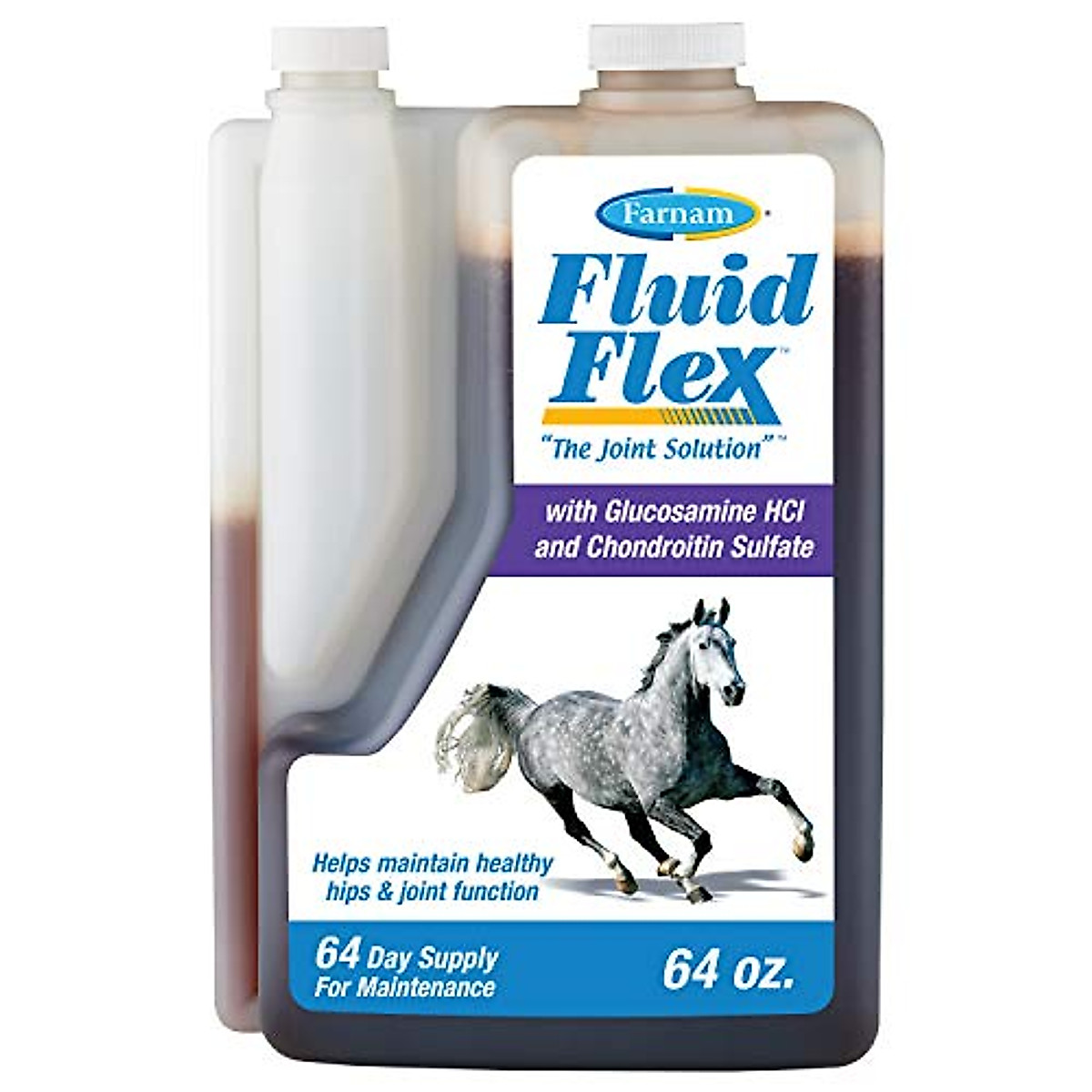 Farnam Fluidflex Liquid Joint Supplement for Horses, Helps maintain healthy hip & joint function, 64 ounces, 64 Day Supply