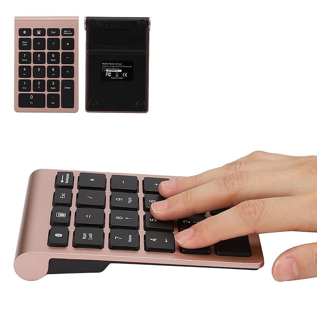 Locadence 22 Keys Numeric Keypad, BT 5.0 3 Million Times Exceptional Longevity Ergonomic Design Ultrathin Numeric keypad for Laptop PC Desktop Notebook (Rose Gold)