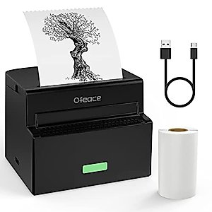Ofeace Mini Pocket Printer, Sticker Printer, 200DPI Inkless Thermal Printer, Wireless Bluetooth Printer with Android iOS for Retro-Style Photos/Receipts/Notes/Lists/Label/Memo/QR Codes