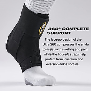 Ultra 360® Lace-Up Adjustable Ankle Brace – For Ankle Stabilization, Adjustable Compression (Large, White)