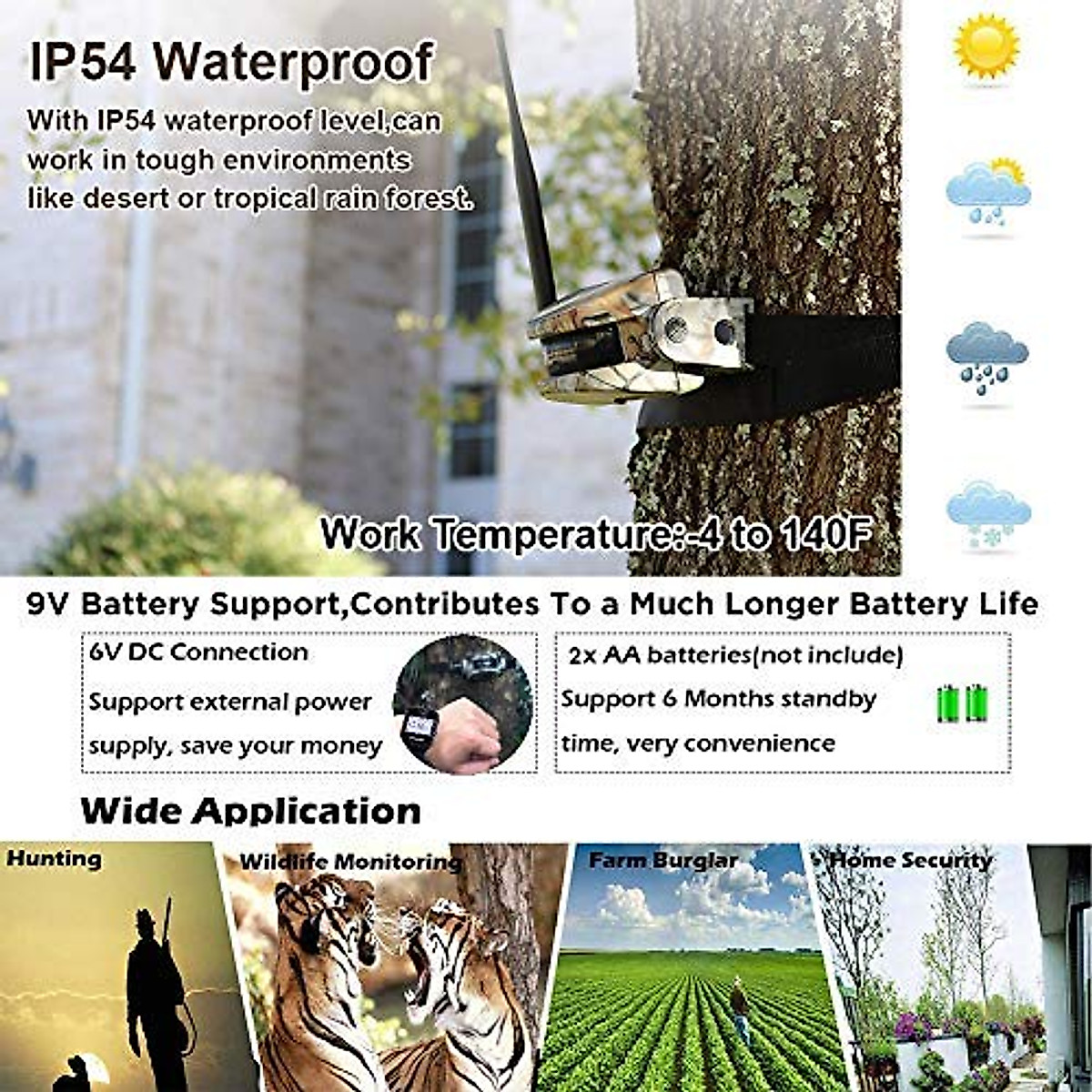 Olymbros Security Sensors/Outdoor Animals Alarm System Kit 360°20m/ Long Range IR IP54 Motion Detector&Sensor with Sound/Vibration/Visual Three Alerts for Hunting/Camping/Home Security