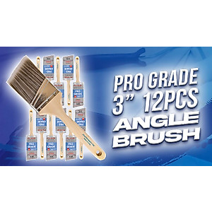 Pro Grade - Paint Brushes - 12Ea 3" Angle Brushes