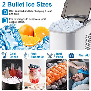 iMounTEK Ice Maker Countertop with Ice Scoop and Basket, Self-Cleaning Max 33LBS Per 24Hrs Countertop Ice Machine, Bullet-Shaped Ice Portable Ice Maker for Home, Kitchen, Office, Party, Bar and RV