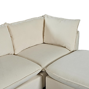 Aiuyesuo Modern Large U-Shape 6-Seat Sectional Sofa, Modular Sectional Sofa, 2 Large Chaise with Removable Ottomans, Thickened Cushion Back for Living Room,Home,Office (Beige-UUL2)