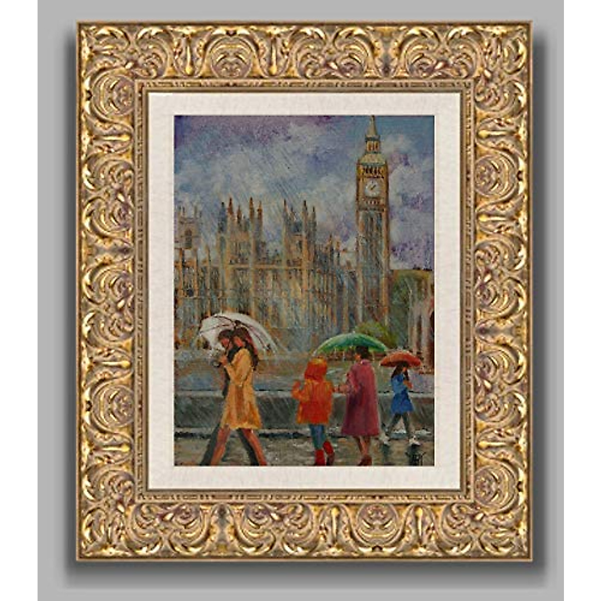 SOLD Thames Promenade, London Rain By Internationally Renown Artist Yary Dluhos