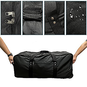 32 inch X-Large Foldable Duffle Bag with Wheels 600D Oxford Collapsible Large Heavy Duty Cargo Duffel Storage Duffel with Rollers for Camping Travel Gear, Black.