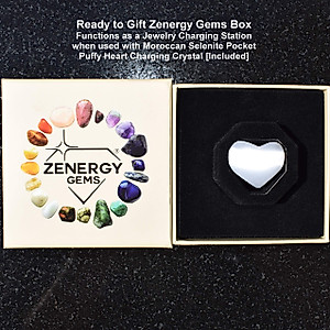 Zenergy Gems CHARGED 18" Natural Himalayan Black Tourmaline Quartz (Tourmalinated - Black Rutile) Crystal Necklace Tumble Polished + Selenite Charging Heart [Included]