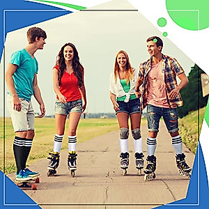 Unittype 6 Pair White Black Grey Knee High Socks for Women Striped Socks Long Socks Tube Socks Roller Skate Socks for adults Gift