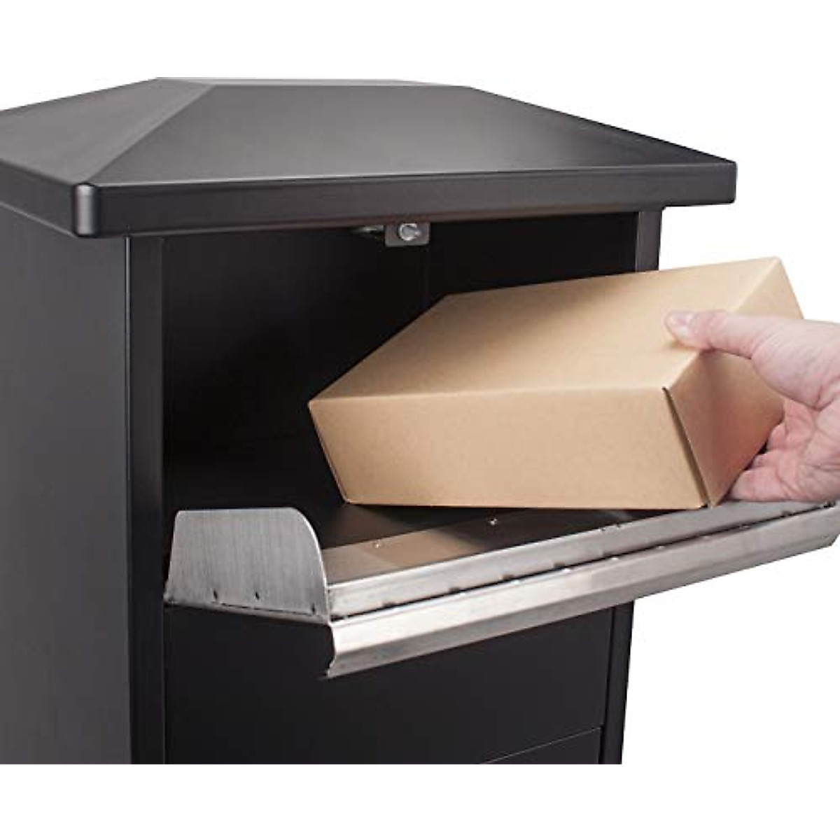 Barska Steel Freestanding Floor Lockable Large Drop Slot Mail Box Safe with Parcel Compartment, (Black)