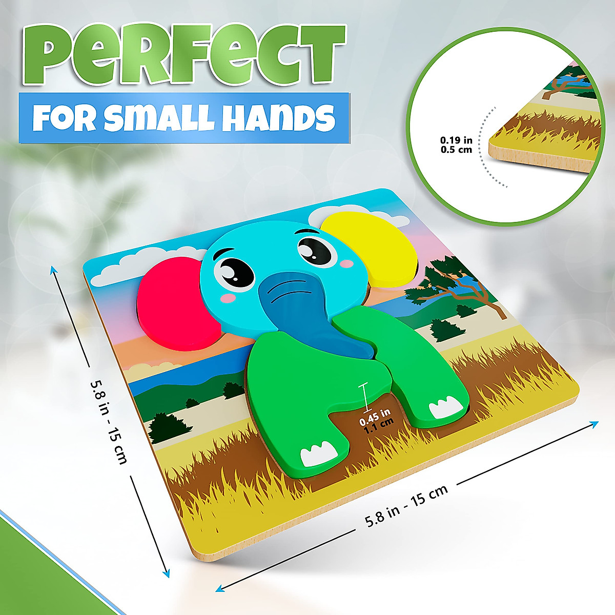 Wooden Puzzle Toddler Toys - Educational and Learning Montessori Toys for Boys and Girls, 6 Unique Animal Patterns - Preschool Jigsaw Puzzles for Toddlers 2-5 years old, Great Birthday Gift for Kids