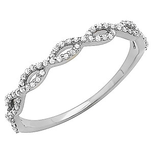 Dazzlingrock Collection 0.20 Carat (Cttw) Round White Diamond Infinity Crossover Swirl Wedding Ring for Women in 10K Solid White Gold, Size 7