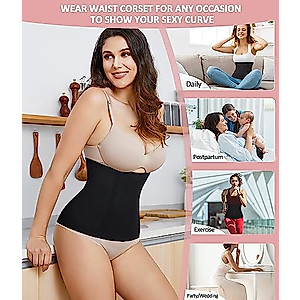 AOSBOEI Women Waist Trainer Shapewear Tummy Control Waist Cincher Sport Girdle Body Shaper Postpartum Recovery Belt (Large-X-Large) Black