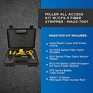 Miller MSAT All Access Tool Kit, Fiber Cable Stripping Tool, Metal Kevlar Scissors, Cable Stripper for Hard Cable Jackets, Buffer Tube Cutter, Mid-Span Fiber Optic Tool