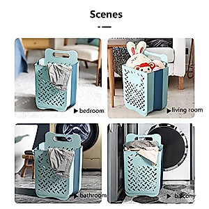 Large-capacity Wall-mounted Laundry Hamper, Household Folding Clothes Storage Laundry Basket, Plastic Dirty Clothes Basket. (White)