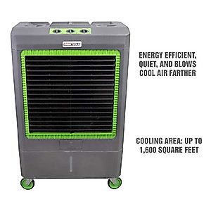 OEMTOOLS 23969 3-Speed Evaporative Cooler, Green and Gray, Cools Up to 1600 Square Feet, 5300 CFM, Portable Cooler Fan