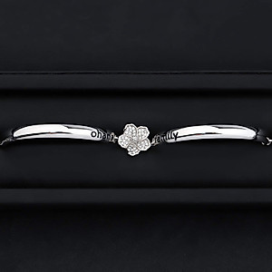 ENSIANTH Ohana Jewelry Ohana Means Family Hibiscus Charm Bracelet Hawaiian Family Jewelry (Bracelet Silver)