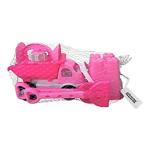 Liberty Imports 14 PCS Pink Sand Toys, Princess Castle Beach Play Set for Girls with Dump Truck, Sandwheel, Bucket, Play Tools and Sand Molds Imaginative Playset for Kids, Toddlers