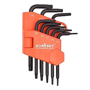 SEDY 8-Piece Mini Torx L Key Set, Tamperproof Torx Star Allen Wrench, T5, T6, T7, T8, T9, T10, T15, T20, Cr-V