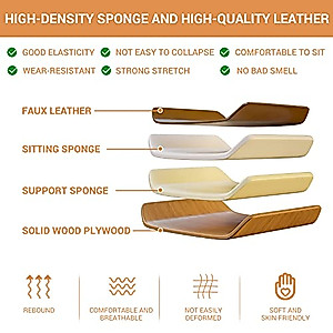 DICTAC Leather Office Chair Brown Wide Desk Chair, Mid Century Armless Home Office Chair with 40° tiltable backrest, Capicity 400lbs