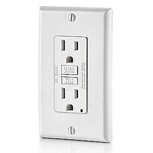 Leviton GFTR1-W Smartest Self-Test Smartlockpro Slim GFCI Tamper-Resistant Receptacle with LED Indicator, 15-Amp, 10 Pack, White