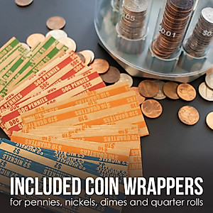 Digital Coin Counter Automatic Coin Sorter - 2020 Version - Digitally Keeps Count of and Automatically Sorts U.S. Coins into Individual Tubes with 20 Coin Wrappers Included