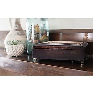 Cottage Garden Believe Faith Confidence Burlwood Jewelry Music Box Plays Amazing Grace