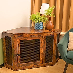 Saicheng Dog Crate Furniture, Corner Dog Crate, Wooden Dog Kennel Indoor, End Table, Dog Furniture for Small Medium Dogs