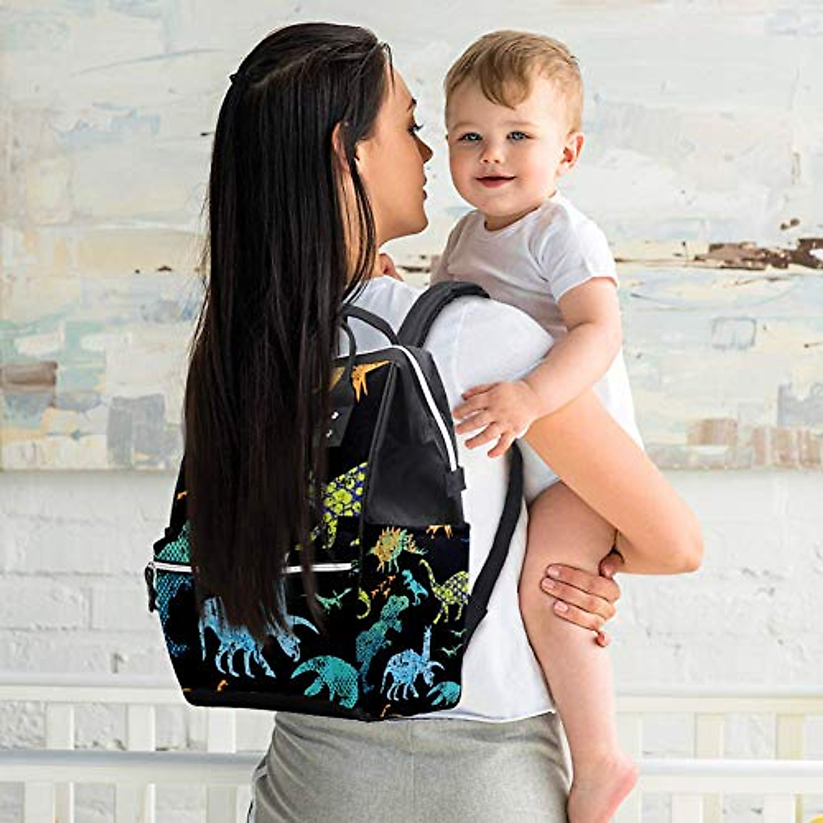 Dino Dinosaur Boys Pattern Diaper Tote Bags Mummy Backpack Large Capacity Nappy Bag Nursing Traveling Bag for Baby Care