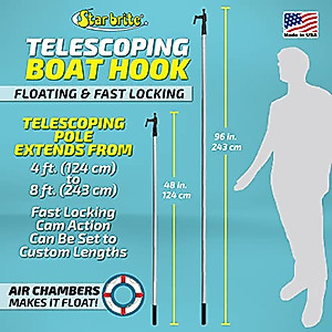 STAR BRITE Extending Boat Hook - Telescoping, Floating, Multi-Purpose - Extends from 4.5 ft. (137 cm) to 8 ft. (243 cm) (040609)