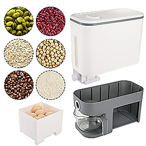 ZEAYEA 25 Lbs Rice Dispenser, Large Grain Storage Container with Lid and Measuring Cup, Household Cereal Food Dispenser Rice Bucket for Kitchen Pantry Soybean Corn Dry Food Organization