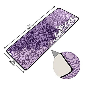 xigua Purple Mandala Boho Runner Rug, Soft Non Slip Long Area Rugs Floor Mat for Hallway Bedroom Living Room Kitchen 72 X 24 Inch