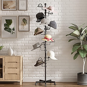 Thick forest Hat Rack with 15 Circular Hooks, Floor Hat Stand Freestanding Hat Rack Stand, Adjustable Hat Display Stand Suitable for Home or Store