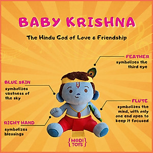 MODI TOYS Baby Krishna (11 inch) Mantra Singing Plush Toy | Ideal for Newborns, Infants, Toddlers, Grandparents | Best for Diwali, Baby Shower, Birthday, Housewarming
