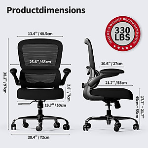 TRALT Office Chair - Ergonomic Desk Chair with Adjustable Lumbar Support, Mesh Computer Chair, Executive Chair for Home Office Comfortable Lumbar Support (Black)