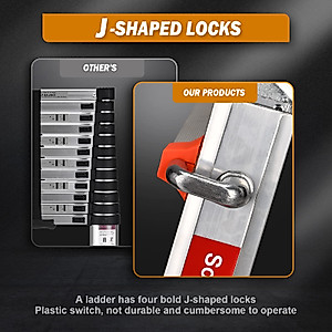 Soctone Ladder, A Frame 4 Step Extension Ladder, 14 Ft with Multi Position & Removable Tool Tray with Stabilizer Bar, 330 lbs Weight Rating Telescoping Ladder for Household or Outdoor Work