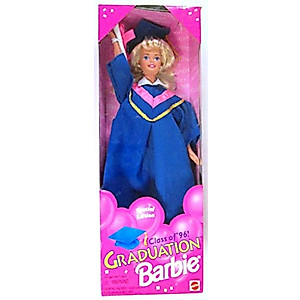 BARBIE GRADUATION DOLL Class of '96! SPECIAL EDITION w Blue MORTARBOARD Cap & GOWN, DIPLOMA & More (1995)