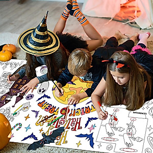 Avezano 2 pcs Halloween Coloring Tablecloth Large Happy Halloween Coloring Tablecloth for Kids Jumbo Happy Halloween Paper Coloring Banner Halloween Party Decorations 72x30 inch