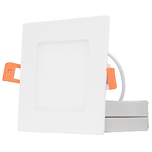 Westgate Lighting 15W 6 Inch Ultra Thin Slim Recessed Lighting Kit Square Shaped Dimmable LED Retrofit Downlight - External Junction Box Included - (4 Pack 4000K Neutral White)