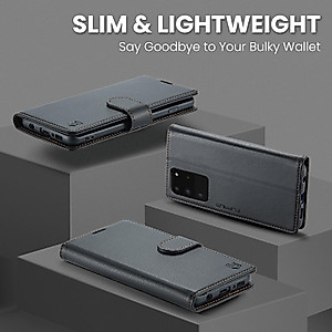 FLIPALM for Samsung Galaxy S20 Ultra 6.9"(Non S20/S20+) Wallet Case with RFID Blocking Credit Card Holder, PU Leather Flip Kickstand Shockproof Cover Women Men for Samsung S20 Ultra Phone case(Black)