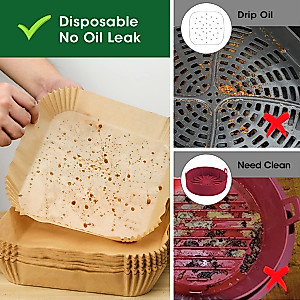 Aieve Non-Stick Disposable Paper Liner, Air Fryer Accessories Compatible with Ninja Foodi AG301(100Pcs)