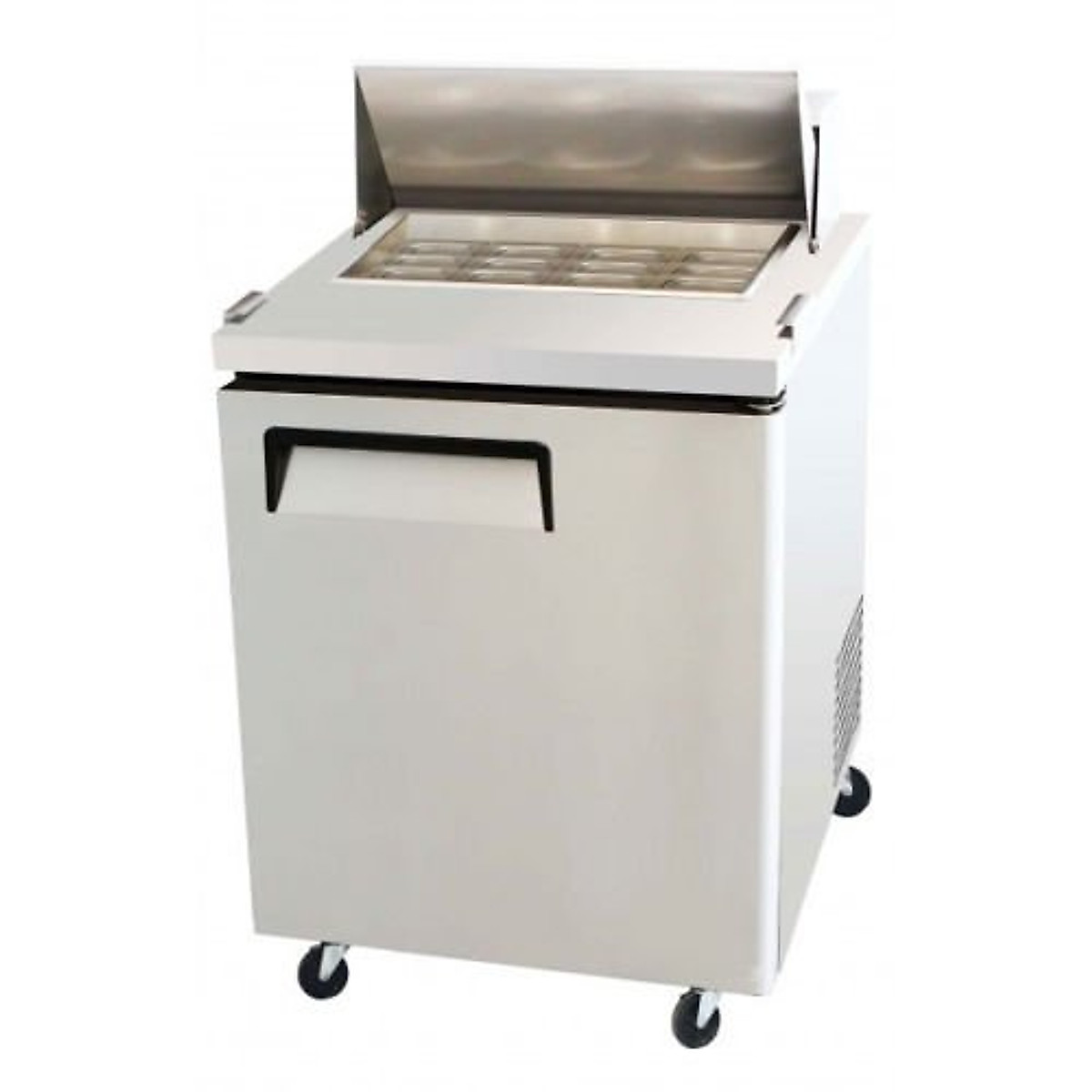 27.5" Commercial Stainless Steel Refrigerated Sandwich Salad Prep Table - All Pans and Cutting Board Included!