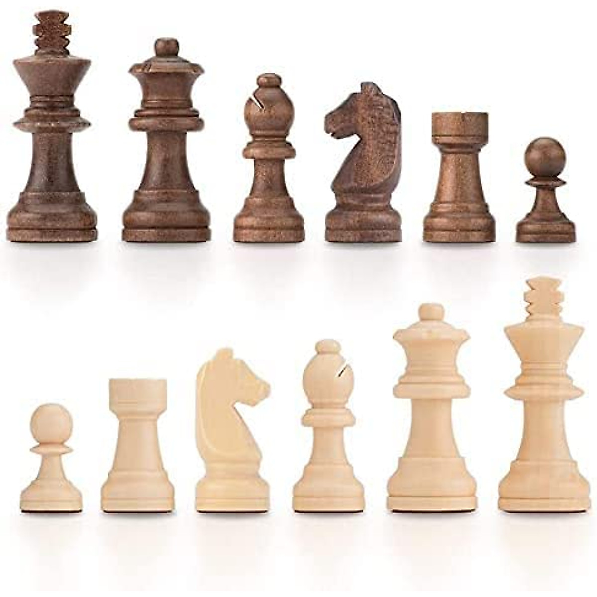 A&A Wooden Weighted Chess Pieces/German Knight Staunton Style / 2 Extra Queens/King Height 3“（7.5cm）