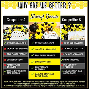 Bee Balloon Arch & Garland Kit - Mixed Yellow and Black Balloons for Bumble Bee Party - What Will It Bee Gender Reveal, Honey Bee Baby Shower, Happy Bee Day, Bee Birthday Party Decorations & Supplies