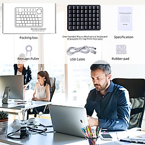 Koolertron One Handed Mechanical Gaming Keyboard, 48-Key Fully Programmable Mini Keypad, Mini USB Macro Keyboard with RGB LED Backlit, for Windows PC Gamer