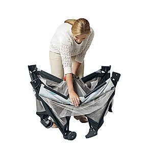 Graco Pack and Play On the Go Playard | Includes Full-Size Infant Bassinet, Push Button Compact Fold, Stratus , 39.5x28.25x29 Inch (Pack of 1)