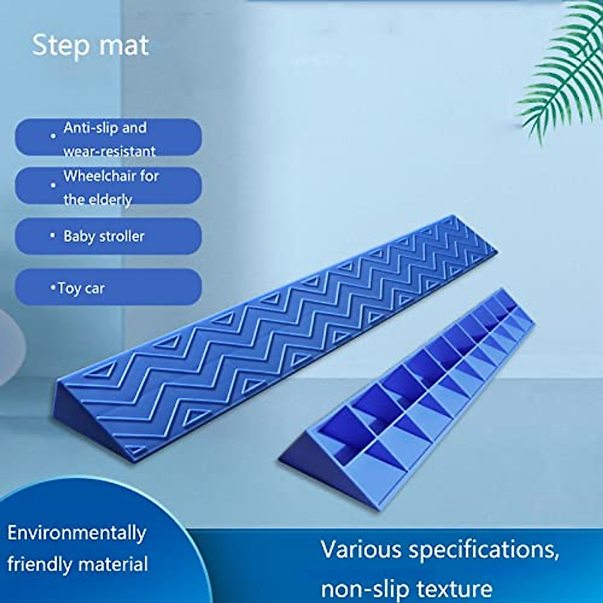 FUMANYI Plastic Portable Threshold Ramps, Threshold Bars Step Ramp Climbing Mat Ramp for Wheelchairs Anti-Slip Threshold Door Step Ramp Kit for Intelligent Robot Vacuum (Size : 100 * 7 * 1.5cm)