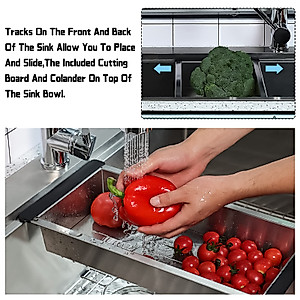 Tysun 27 Inch Undermount Kitchen Sink - 16 Gauge Drop In Kitchen Sink - Stainless Steel Single Bowl Kitchen Sink - Workstation Sink with Accessories